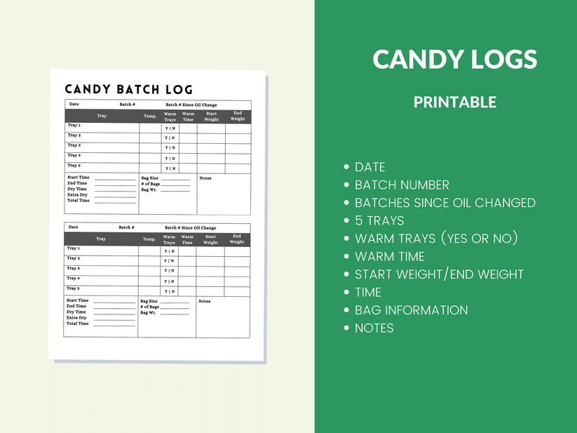 Freeze Dryer Batch Log Book Printable Journal Planner for Harvest Righ ...